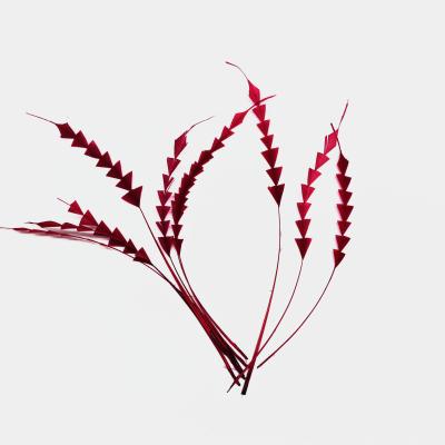 China Pattern Dyed Millinery Supplies Party Decoration Stripped Rooster Coque Feather with Wire Accessory 8-10 inch for sale