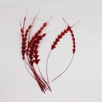 China Pattern Dyed Millinery Supplies Party Decoration Stripped Rooster Coque Feather with Wire Accessory 8-10 inch for sale