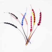 China Pattern Dyed Millinery Supplies Party Decoration Stripped Rooster Coque Feather with Wire Accessory 8-10 inch for sale