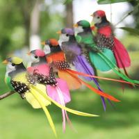 China Christmas Party Decoration Dyed Artificial Birds With Feathers 10x10 cm for sale
