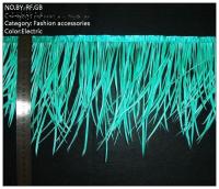 China Dyed Spiky Goose Biot Feather Fringe Trim with Satin Ribbon Tapes Chicken Feather for sale