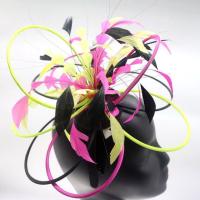 China 15x30cm Feather Fascinator Headband , Stripped Coque Flower Feather Headband for sale
