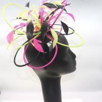 China 15x30cm Feather Fascinator Headband , Stripped Coque Flower Feather Headband for sale