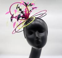 China 15x30cm Feather Fascinator Headband , Stripped Coque Flower Feather Headband for sale