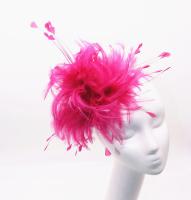 China Stripped Millinery Feather Flowers , Hackle Feather Flower Mount With Wire Accessory for sale