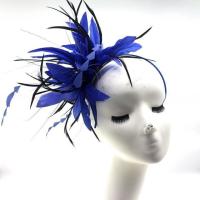 China Stripped Coque Feather Flower Headband , Dyed Carnival Feather Headpiece for sale