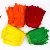 China Dress Decoration Goose Feather Fringe Trim with Satin Ribbon Tapes and Dyed Pattern for sale
