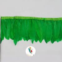 China Dress Decoration Goose Feather Fringe Trim with Satin Ribbon Tapes and Dyed Pattern for sale