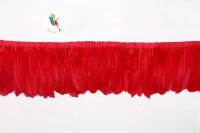 China Dress Decoration Goose Feather Fringe Trim with Satin Ribbon Tapes and Dyed Pattern for sale