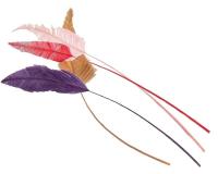 China Pattern Dyed Head Arrow Millinery Feather Stripped Ostrich Plume Feathers 25-30cm for sale