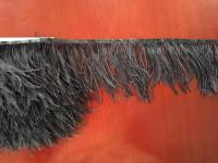 China Party Decoration Ostrich Feather Fringe Trimming with Satin Ribbon Tape 13-15cm for sale