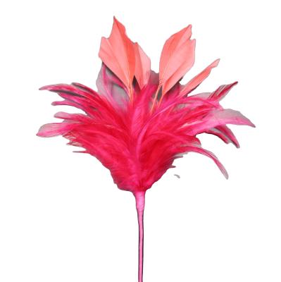 China 5*15 cm Hackle And Coque Feather Flower Mount with Wire Accessory Goose Feather for sale
