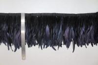 China Party Decoration Black Rooster Coque Feather Fringe Trim with Satin Ribbon Tape Dyed 10-12inch for sale