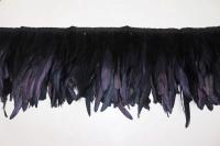 China Party Decoration Black Rooster Coque Feather Fringe Trim with Satin Ribbon Tape Dyed 10-12inch for sale