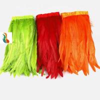China 10-12inch Rooster Coque Feather Fringe Trim with Satin Ribbon Tape for sale