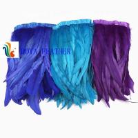 China 10-12inch Rooster Coque Feather Fringe Trim with Satin Ribbon Tape for sale