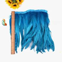 China 10-12inch Rooster Coque Feather Fringe Trim with Satin Ribbon Tape for sale