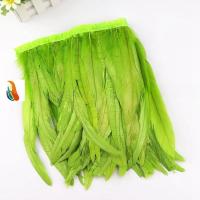 China 10-12inch Rooster Coque Feather Fringe Trim with Satin Ribbon Tape for sale