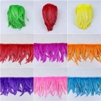 China 10-12inch Rooster Coque Feather Fringe Trim with Satin Ribbon Tape for sale