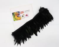 China Black Coque Feather Fringe Trim With Satin Ribbon Shipping Via FedEx 4-6 Inches for sale