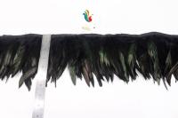 China Black Coque Feather Fringe Trim With Satin Ribbon Shipping Via FedEx 4-6 Inches for sale