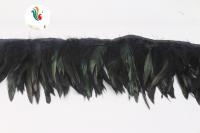 China Black Coque Feather Fringe Trim With Satin Ribbon Shipping Via FedEx 4-6 Inches for sale