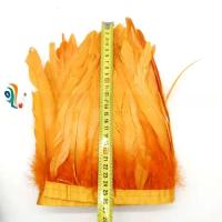 China Chic Dyed Rooster Coque Feather Fringe Trim with Satin Ribbon Tapes for sale