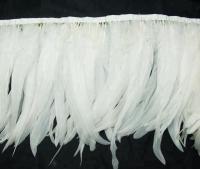China Chic Dyed Rooster Coque Feather Fringe Trim with Satin Ribbon Tapes for sale
