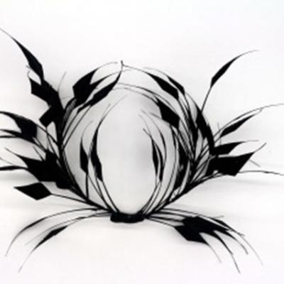 China Dyed Striped Coque Feather Flower Mount with Wire Accessory Fast Shipping Guaranteed for sale