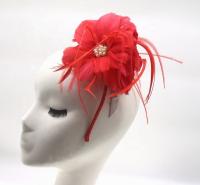 China Wedding Party Pageant Ostrich Feather Flower Mount With Headband Dyed Pattern for sale