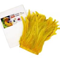 China Length 1 Meter Rooster Coque Feather Fringe Trim with Satin Ribbon for sale