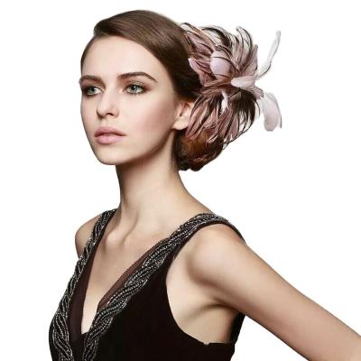 China 15*30cm Hackle And Goose Feather Mounts With Wire , Flower Feather Headband for sale