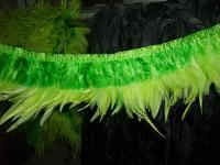 China Two Tones Colour Hackle Feather Trim With Satin Ribbon 4-6inch 1 Yard Length for sale