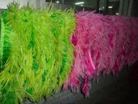 China Two Tones Colour Hackle Feather Trim With Satin Ribbon 4-6inch 1 Yard Length for sale