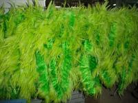 China Two Tones Colour Hackle Feather Trim With Satin Ribbon 4-6inch 1 Yard Length for sale