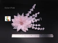 China Party Decoration Stripped Ostrich Feather Flower Mount With Wire Accessory 15x20cm for sale