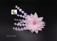 China Party Decoration Stripped Ostrich Feather Flower Mount With Wire Accessory 15x20cm for sale
