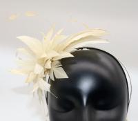 China 15x30cm Stripped Goose White Feather Fascinator Headdress For Earth Day Occasion for sale