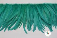 China 6-8inch Dyed Rooster Coque Feather Fringe Trim with Satin Ribbon for sale