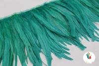 China 6-8inch Dyed Rooster Coque Feather Fringe Trim with Satin Ribbon for sale