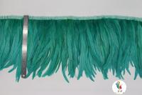 China 6-8inch Dyed Rooster Coque Feather Fringe Trim with Satin Ribbon for sale
