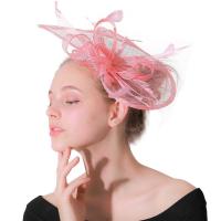China 30cm Church Party Decoration Sinamay Fascinator , Peacock Feather Fascinator for sale