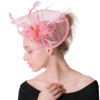 China 30cm Church Party Decoration Sinamay Fascinator , Peacock Feather Fascinator for sale