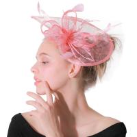 China 30cm Church Party Decoration Sinamay Fascinator , Peacock Feather Fascinator for sale