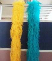 China Dyed Pattern Ostrich Feather Boa Scarf 4 Layers Yellow Green For Party Decorations for sale