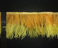 China Two Tones Colour Ostrich Feather Fringe Trim With Satin Ribbon 1 Yard Length for sale