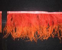 China Two Tones Colour Ostrich Feather Fringe Trim With Satin Ribbon 1 Yard Length for sale