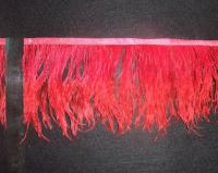 China Two Tones Colour Ostrich Feather Fringe Trim With Satin Ribbon 1 Yard Length for sale