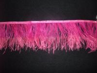 China Two Tones Colour Ostrich Feather Fringe Trim With Satin Ribbon 1 Yard Length for sale
