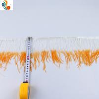 China Two Tones Colour Ostrich Feather Fringe Trim With Satin Ribbon 1 Yard Length for sale